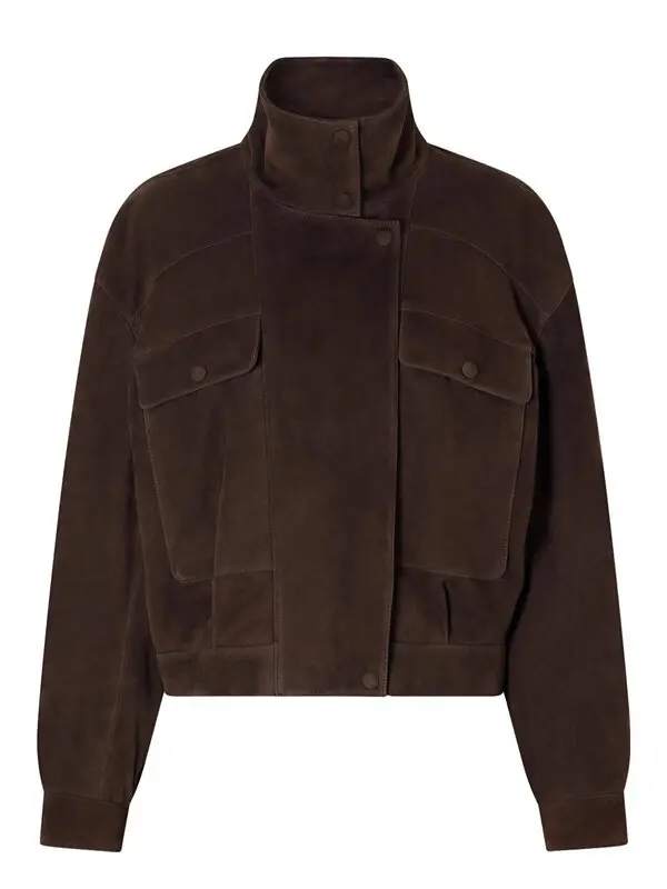 Nour Hammour Quincy Suede Paneled Jacket - Brown