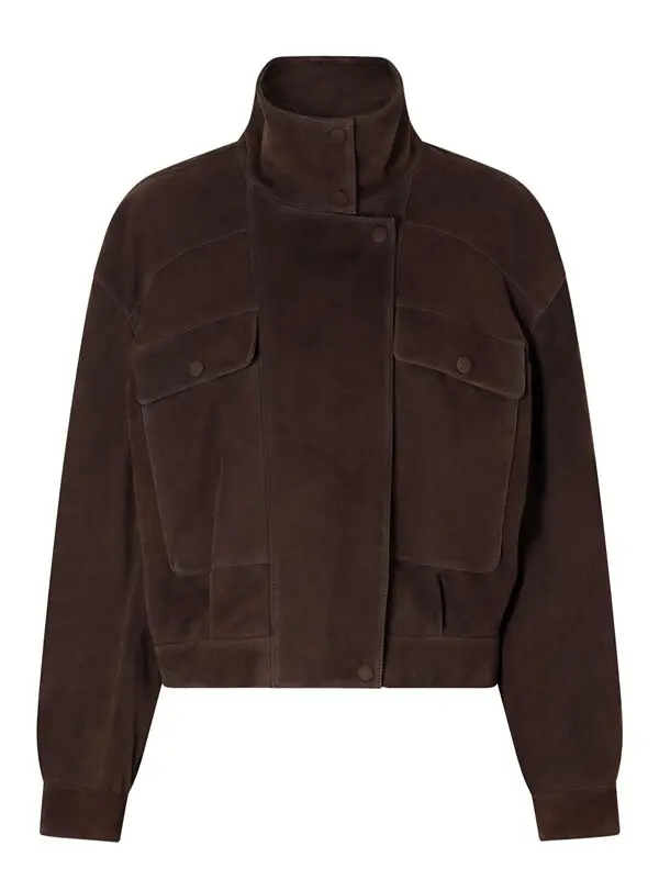 Nour Hammour Paneled Suede Jacket - Chocolate