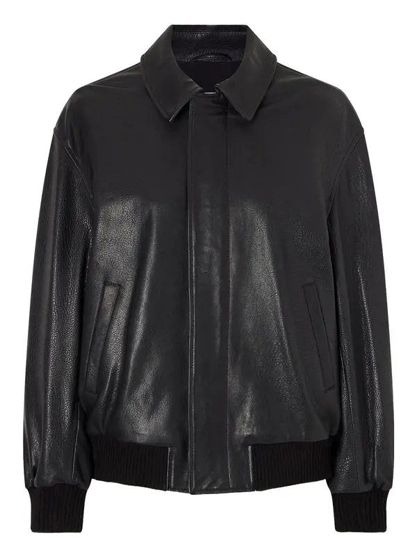 Nour Hammour Toyen Leather Bomber Jacket - Black
