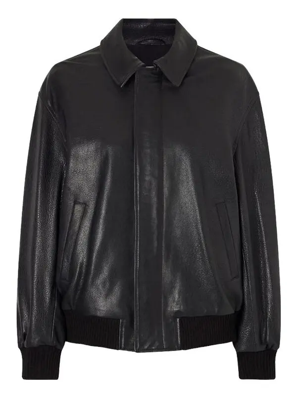 Nour Hammour Toyen Leather Bomber Jacket - Black