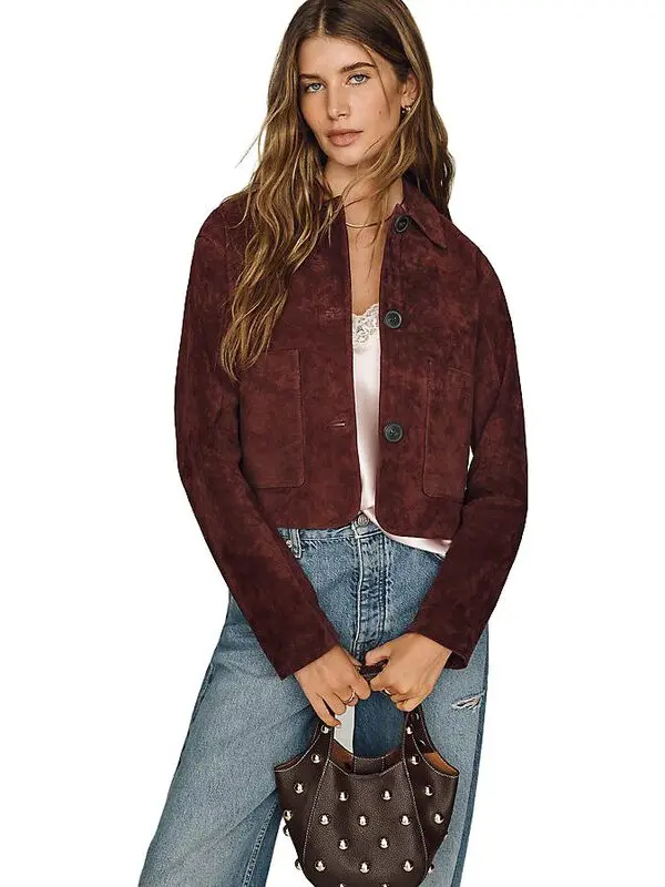 Blanknyc Cropped Suede Jacket - Wine Oclock