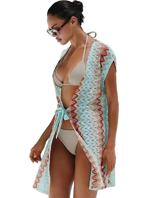 Luli Fama Front-tie Cover-up Dress - Blue Pattern