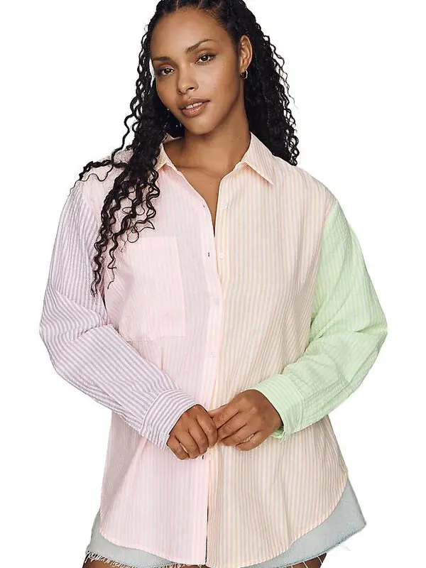 English Factory Colorblock Striped Button-down Shirt - Multi
