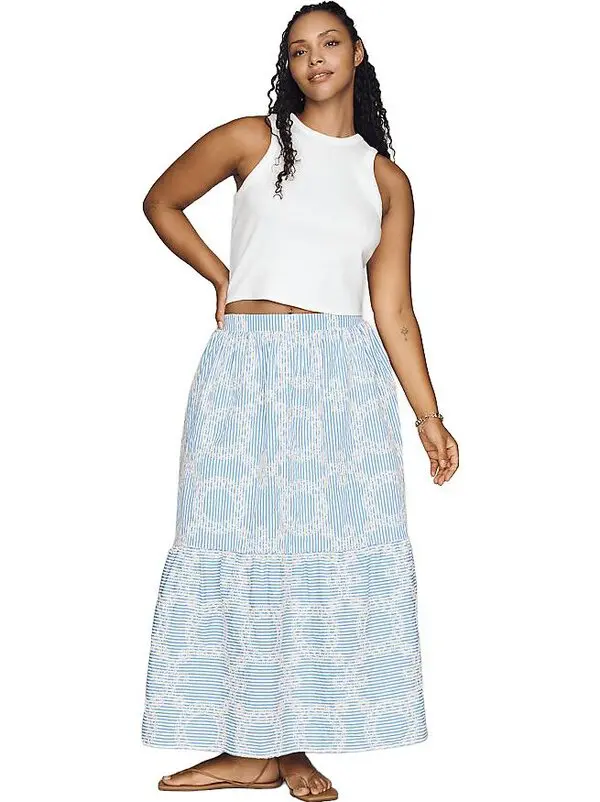 English Factory Tiered Maxi Skirt - Blue