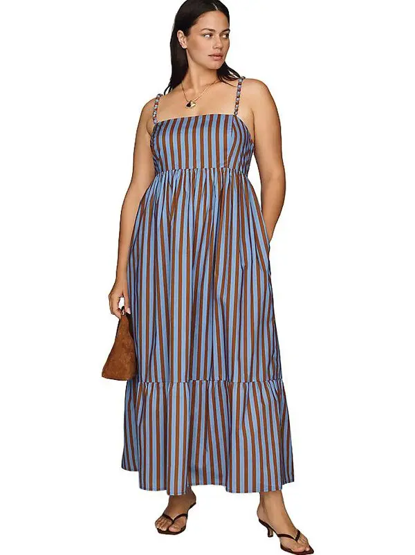 English Factory Tiered Maxi Dress With Stripes - Blue Stripe