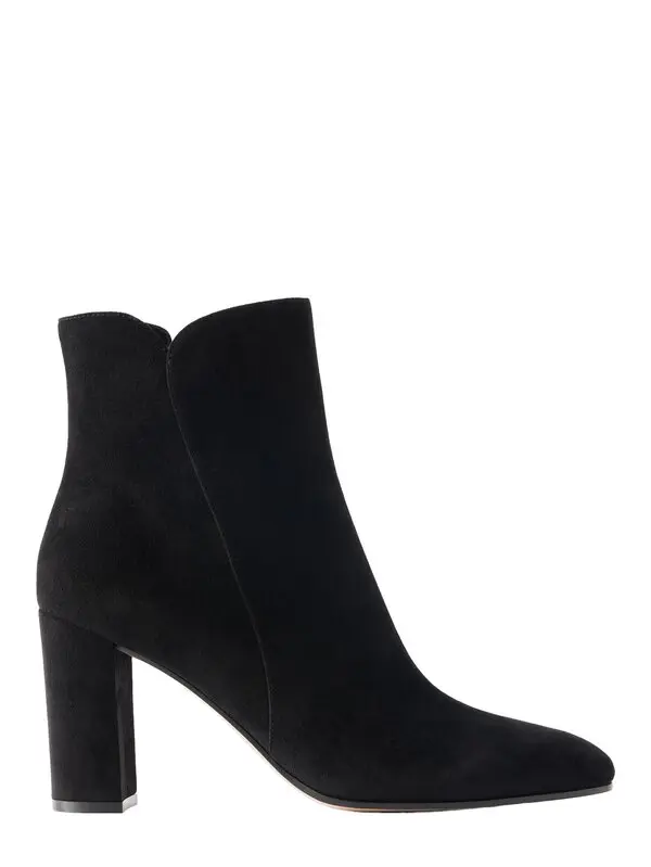 GIANVITO ROSSI Suede Block Heel Ankle Boots With Zip Up Closure - Black