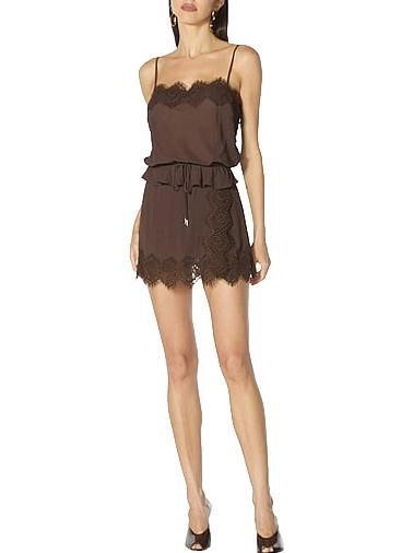 Victoria's Secret Afrm Healy Camisole With Lace Trim And Drawstring Waist - Brown
