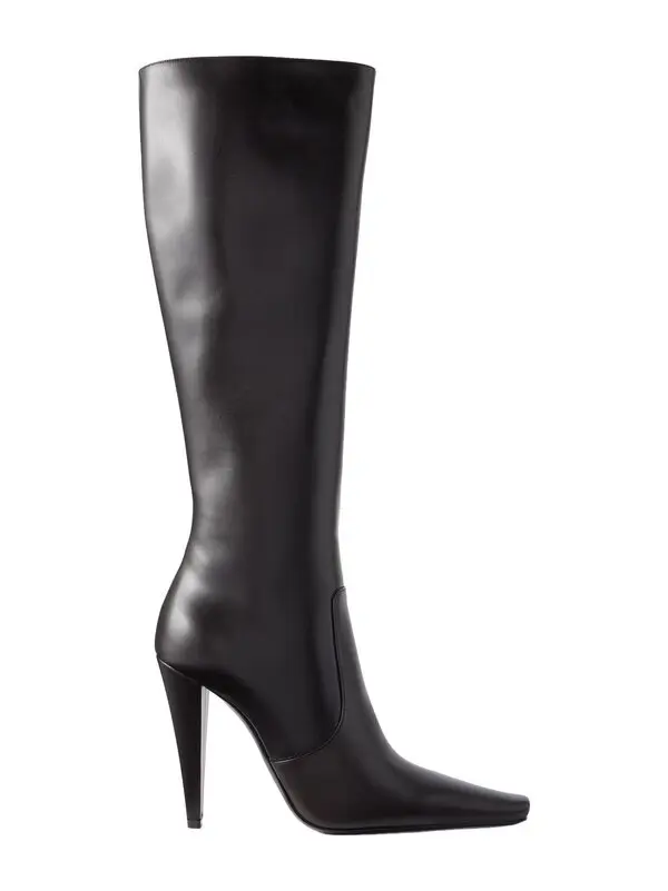 Saint Laurent 77 110 Leather Knee High Boots - Brown