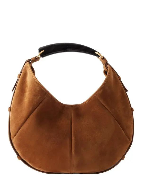 Saint Laurent Mombasa Paneled Leather-trimmed Suede Shoulder Bag - Brown
