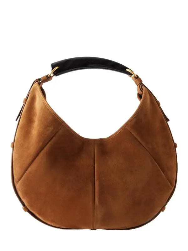 Saint Laurent Mombasa Paneled Suede Shoulder Bag - Brown