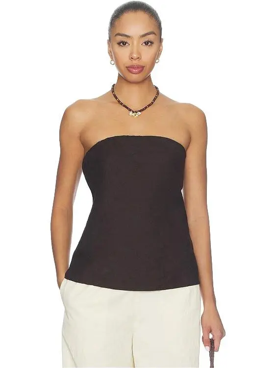 Donni. Linen Tube Top - Espresso