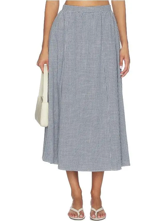 Astr The Label Wylda Midi Skirt - Blue Gingham