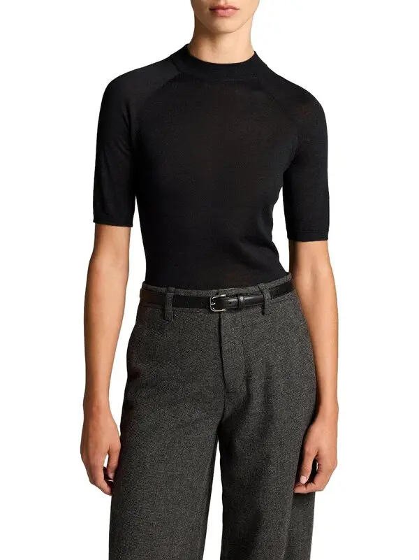 Vince Cashmere-silk Mock Neck Raglan Sweater - Black