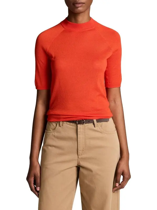 Vince Cashmere-silk Mock Neck Raglan Sweater - Crimson