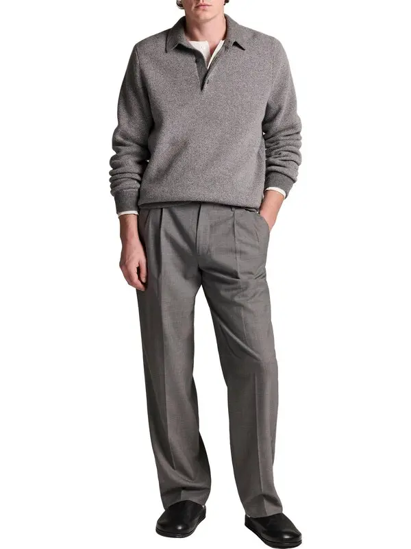 Vince Louie Relaxed Twill Double-pleated Trousers - Medium Heather Grey