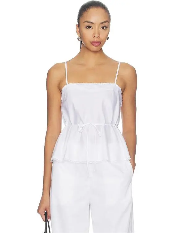 LESET Yoko Lace Trimmed Tank Top - White