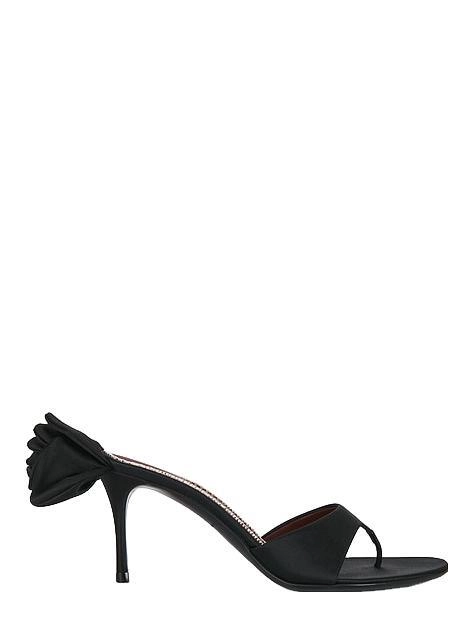 Magda Butrym Satin Floral Detail Stiletto Heeled Sandals - Black