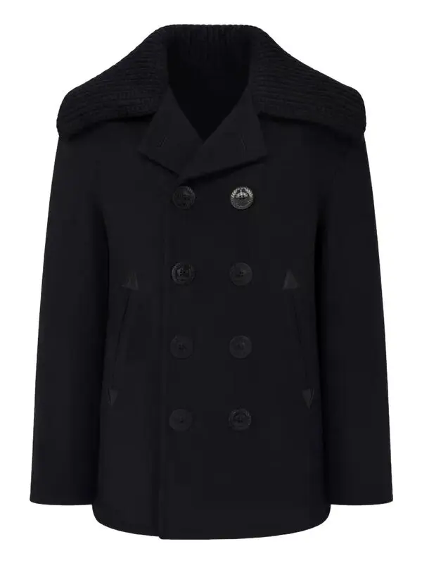 Dsquared2 Ribbed-knit Collar Double-breasted Coat - Blue