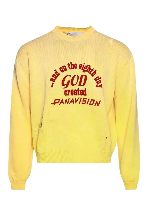 PALY Eden Distressed Graphic-print Sweater - Yellow
