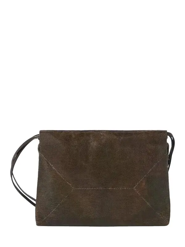 Brunello Cucinelli Pouch Bag In Lizard-effect Calfskin - Brown