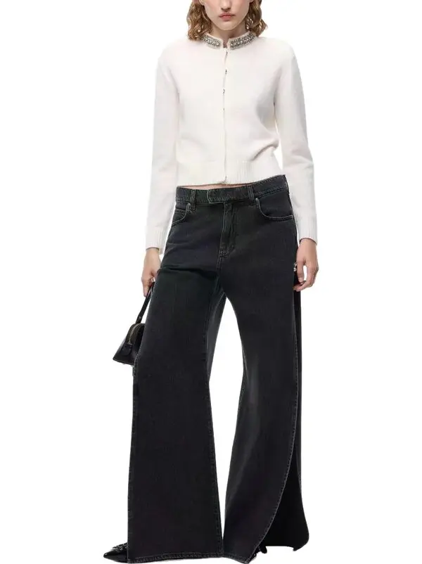 Pinko Crystal-embellished Fine Knit Cardigan - Neutrals