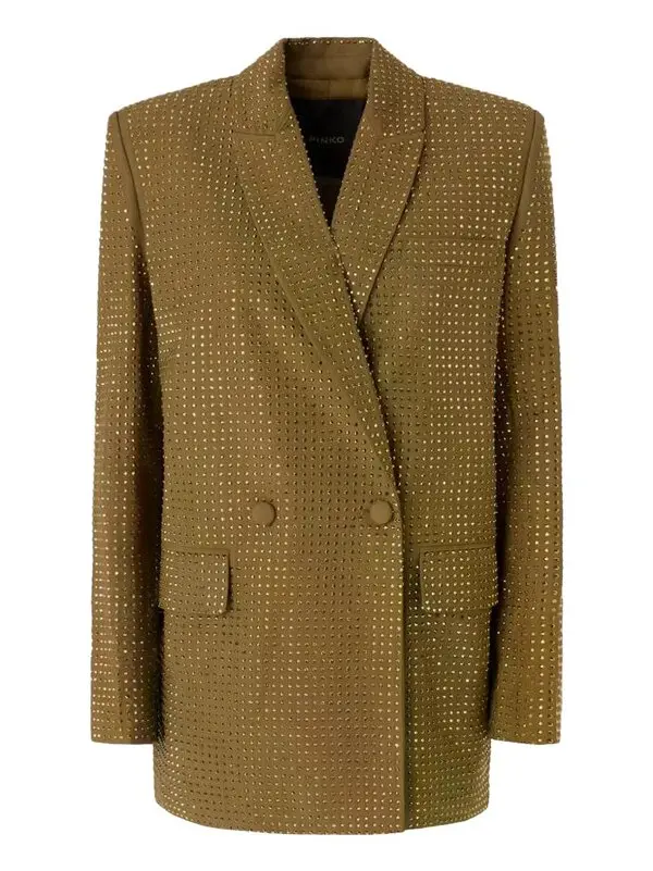 Pinko Stud-embellished Double-breasted Blazer - Brown