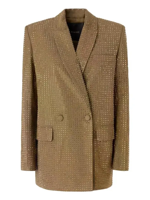 Pinko Stud-embellished Double-breasted Blazer - Brown