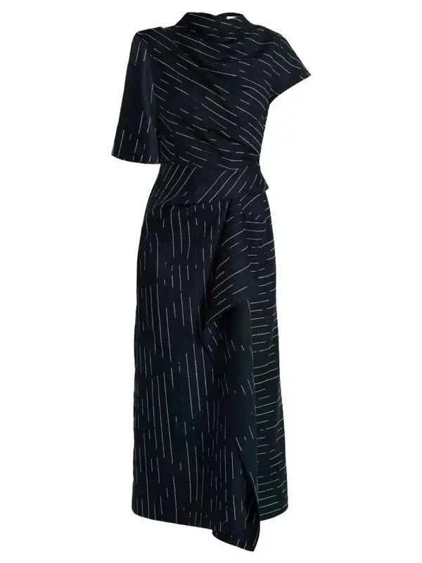 Erdem Striped Draped Midi Dress - Blue