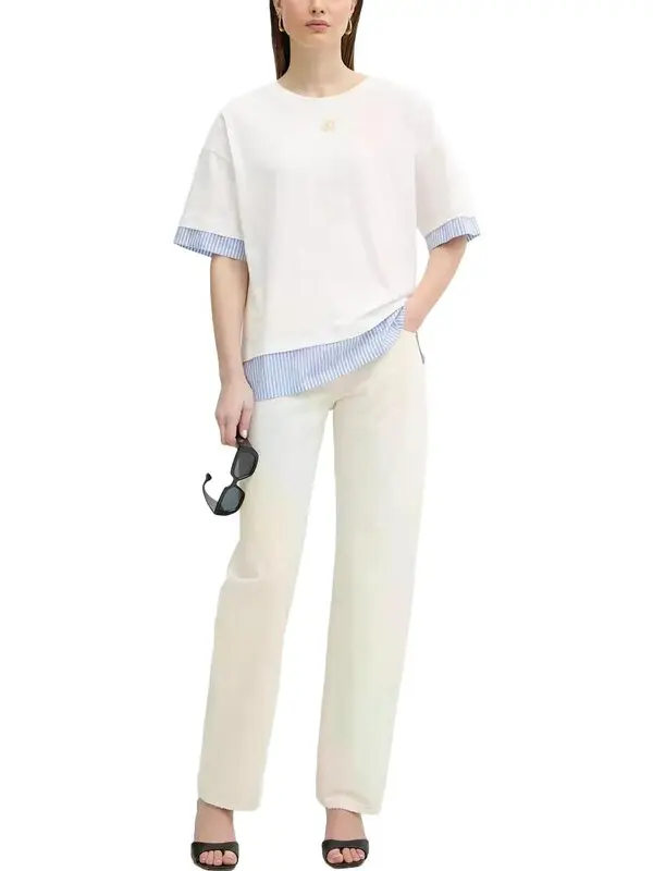 Luisa Spagnoli Baiadera Cotton T-shirt With Logo Embroidery - White