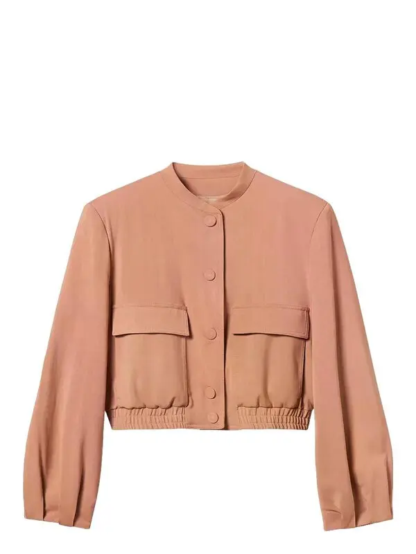 TWINSET Twill Bomber Jacket With Appliqué Pockets - Pink