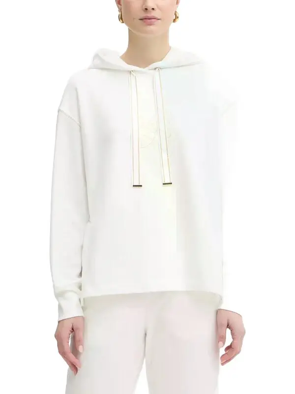 Luisa Spagnoli Drawstring Embroidered Hoodie - White