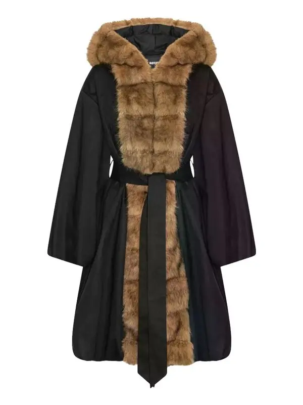 ROTATE BY BIRGER CHRISTENSEN Faux Fur Collar Coat - Black