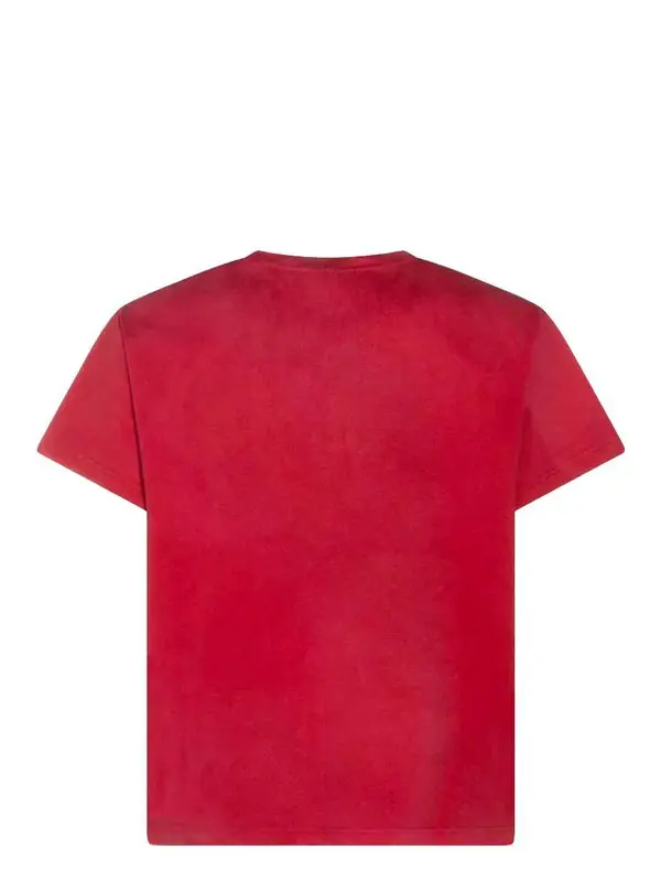 FOUND Giraffe-embroidered Cotton T-shirt - Red