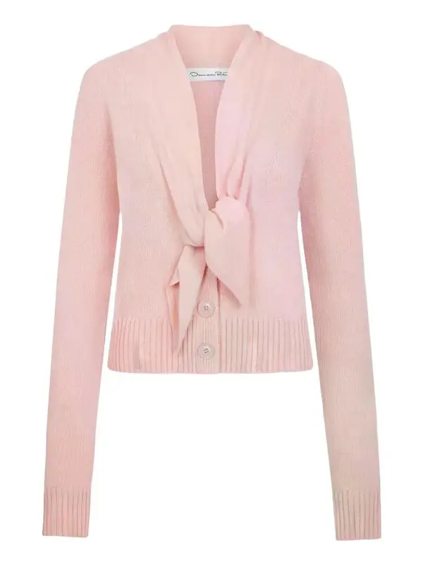 Oscar De La Renta Tie-neck Wool Cardigan - Pink