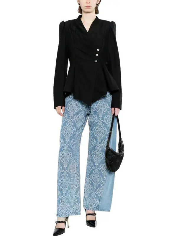 FETICO Damask Print Wide-leg Jeans - Blue