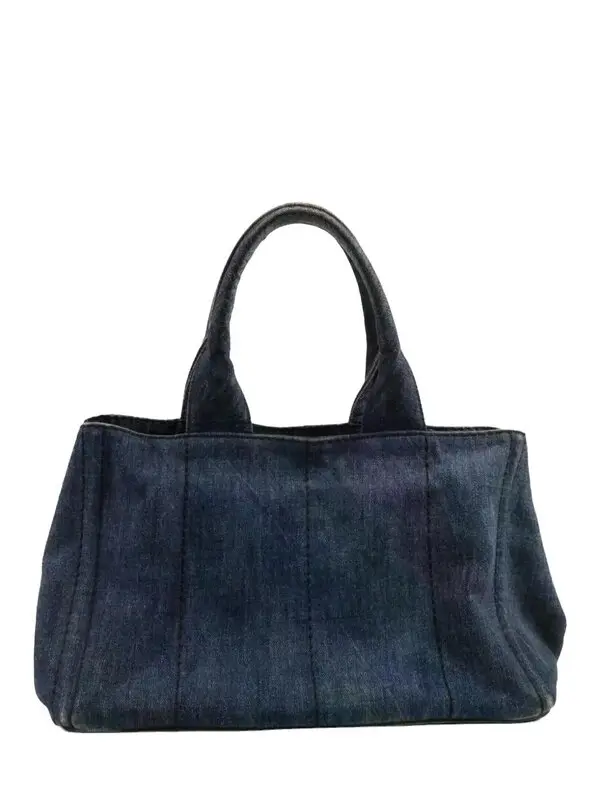 Prada Denim Logo Tote Bag - Blue