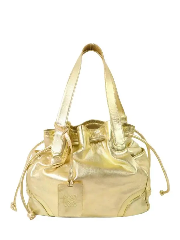 Loewe Drawstring Leather Shoulder Bag - Gold