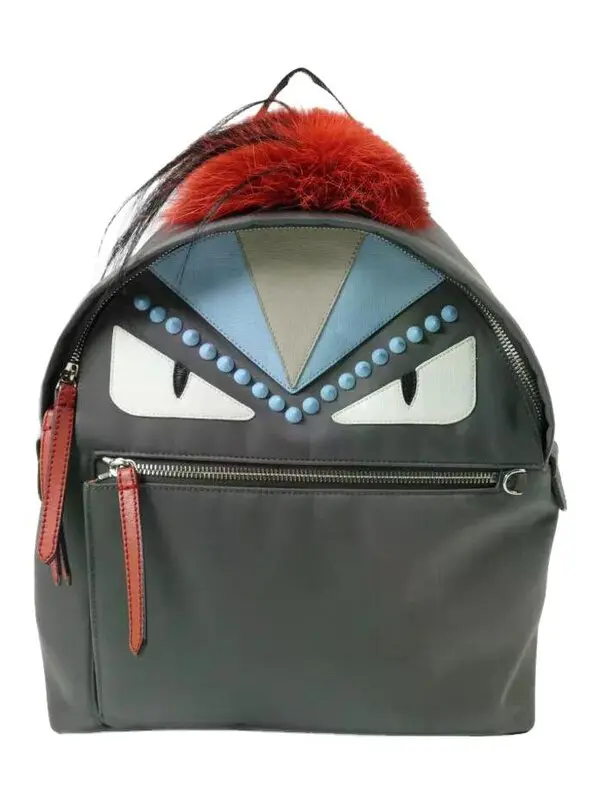 Fendi Monster Fur-trim Backpack - Grey