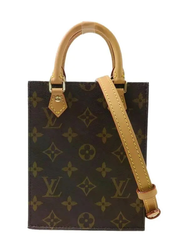 LOUIS VUITTON Monogram Petit Sac Plat Shoulder Bag - Brown