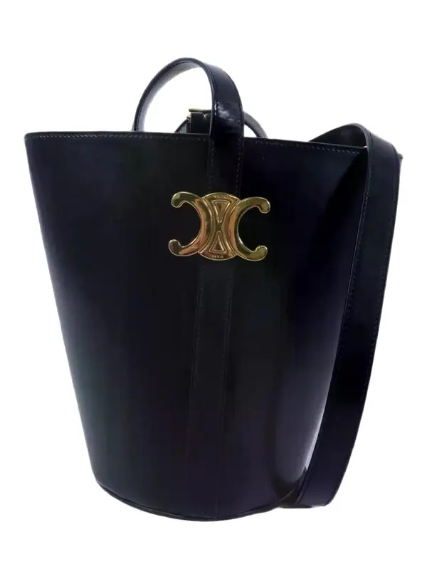 Celine Triomphe Plaque Bucket Bag - Black