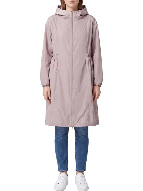 Herno Knee-length Ultralight Nylon Raincoat With Hood And Drawstring - Pink