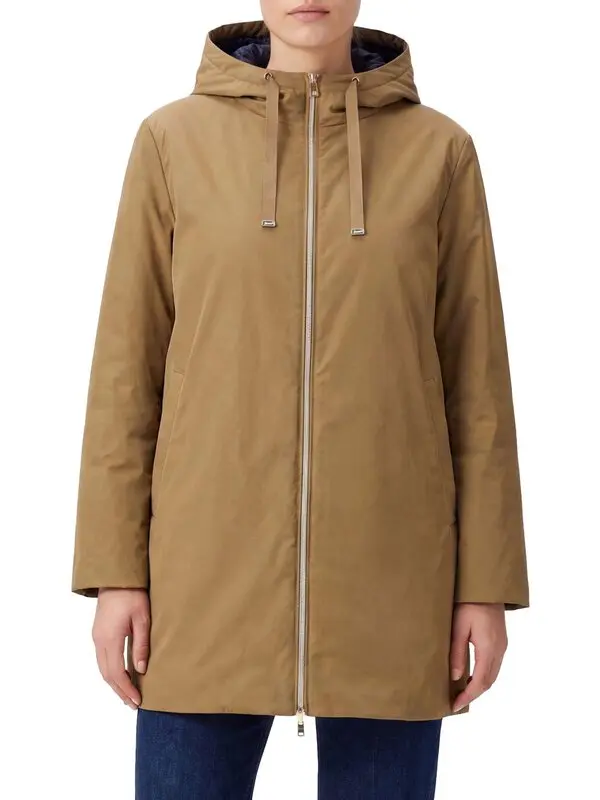 Herno Short Reversible Quilted Nylon Down Jacket With Hood - Camel