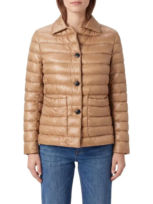 Herno Water-repellent Quilted Ultralight Nylon Down Blazer - Camel