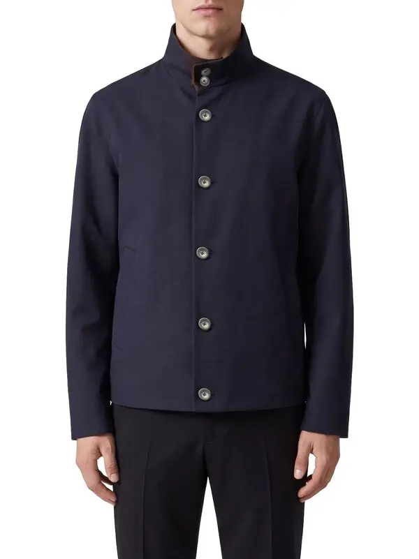 Herno Stand Collar Buttoned Jacket - Blue