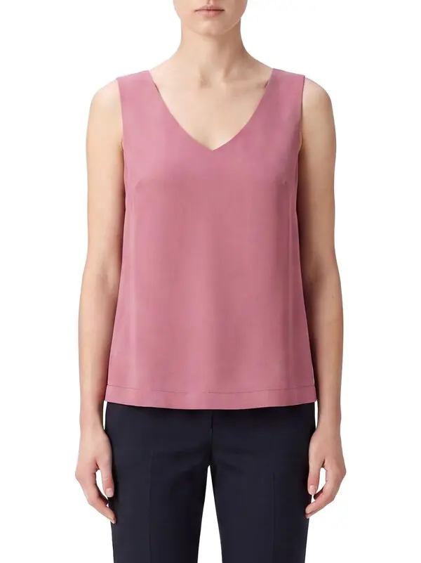 Herno Sleeveless V-neck Viscose Top - Pink