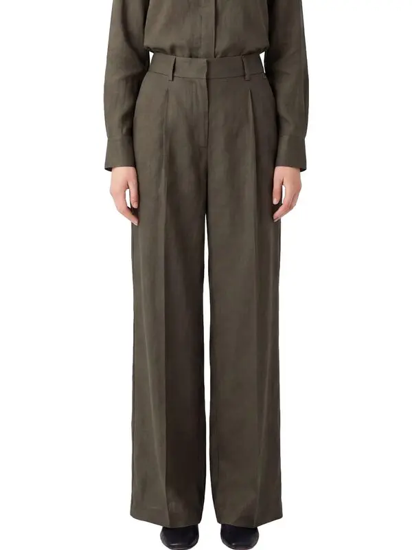 Herno Tailored Wide Leg Trousers - Military