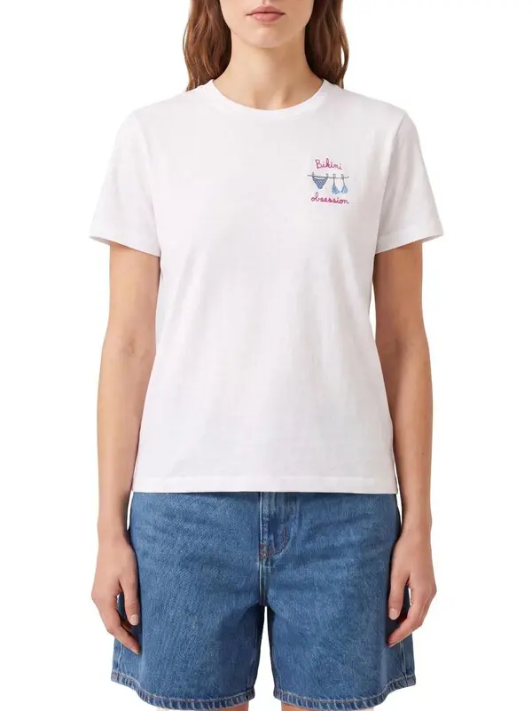 MC2 SAINT BARTH Crew Neck Cotton T-shirt With Slogan Print - White