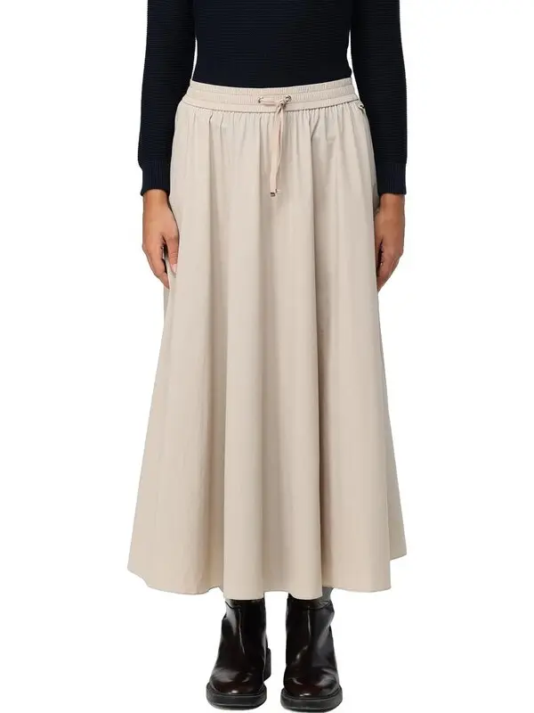 Herno A-line Midi Skirt With High Elasticated Waist - Cream