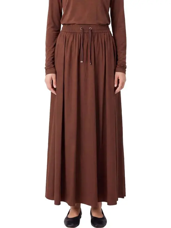Herno A-line Midi Skirt With High Elasticated Waist - Leather