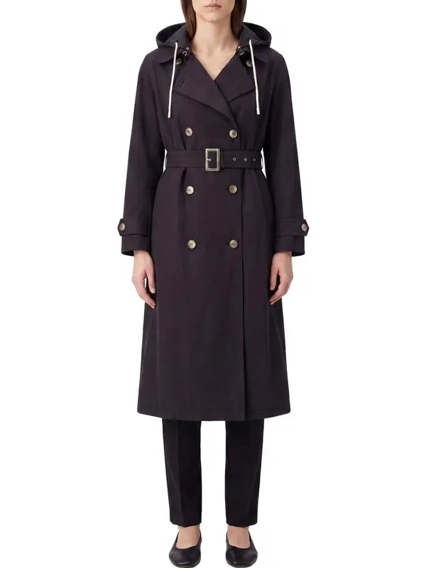 Herno Double-breasted Belted Trench Coat - Navy